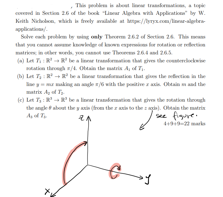 Solved This problem is about linear transformations, a topic | Chegg.com