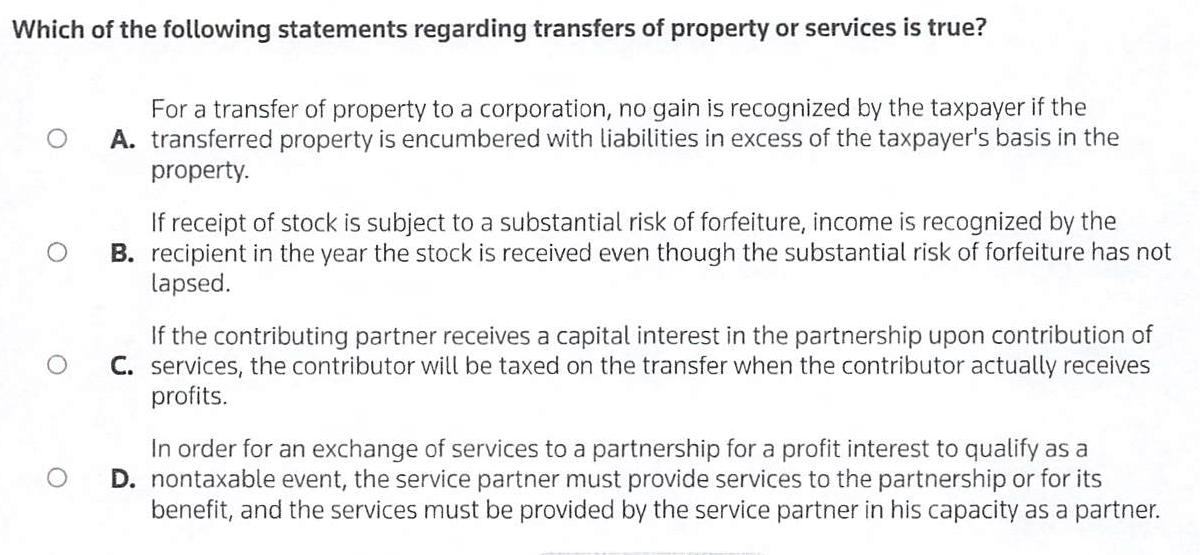 Solved Which of the following statements regarding transfers | Chegg.com