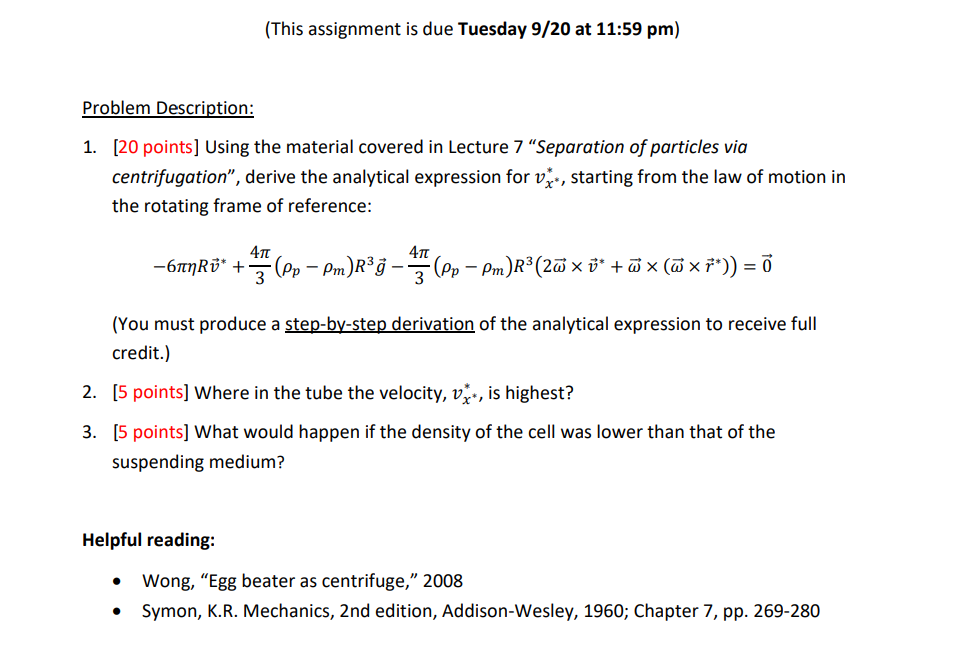 (This assignment is due Tuesday 9/20 at 11:59pm ) | Chegg.com