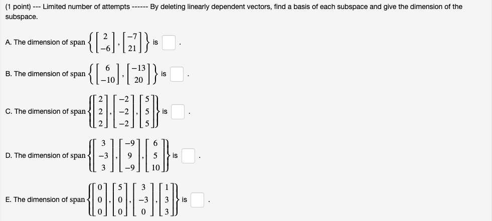 Solved (1 point) --- Limited number of attempts ------ By | Chegg.com