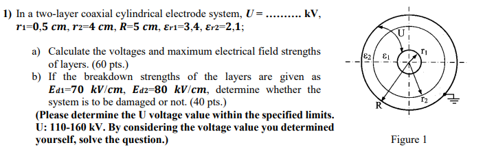 Solved In a two-layer coaxial cylindrical electrode system, | Chegg.com
