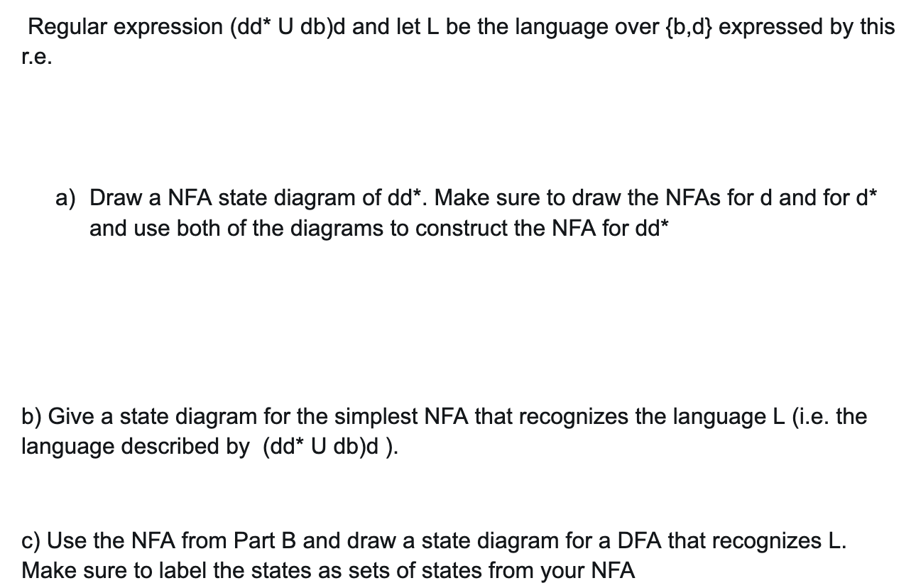 Regular expression (dd* Udb)d and let L be the | Chegg.com