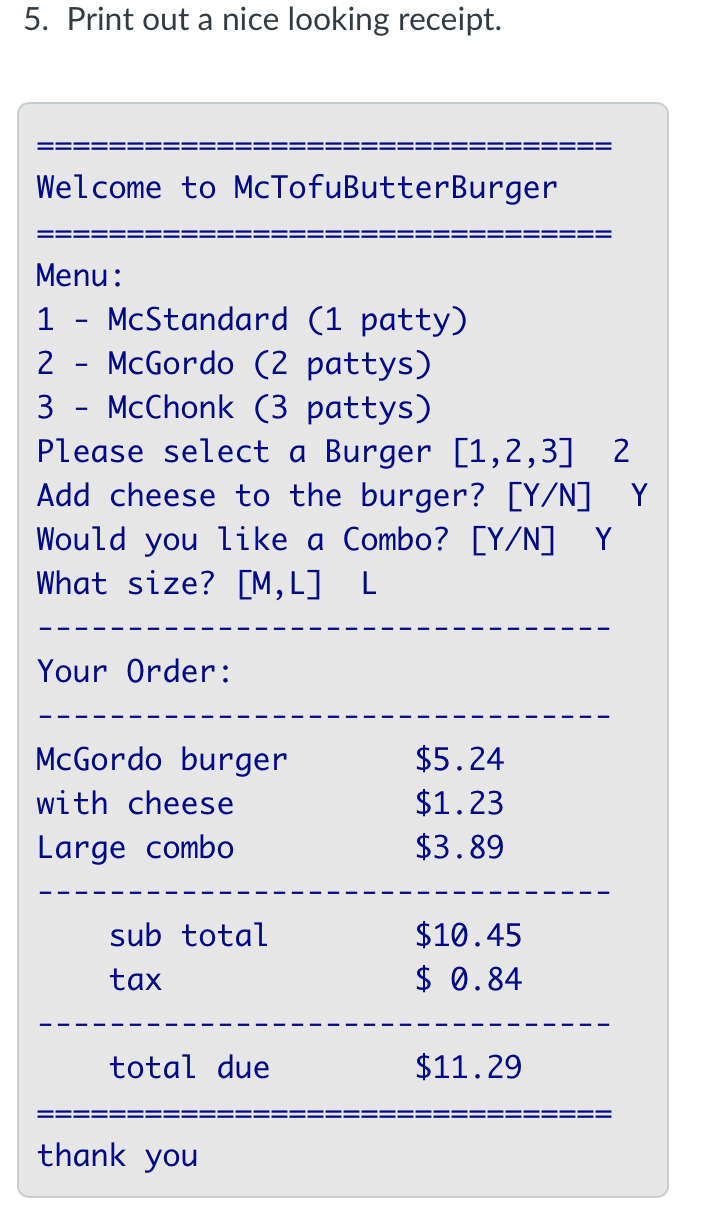 Solved Write a program for a fast food restaurant cash | Chegg.com