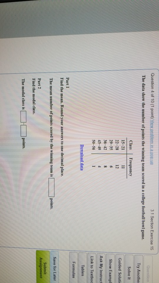 Solved Question 4 of 10 (1 point) View problem in a pop-up | Chegg.com