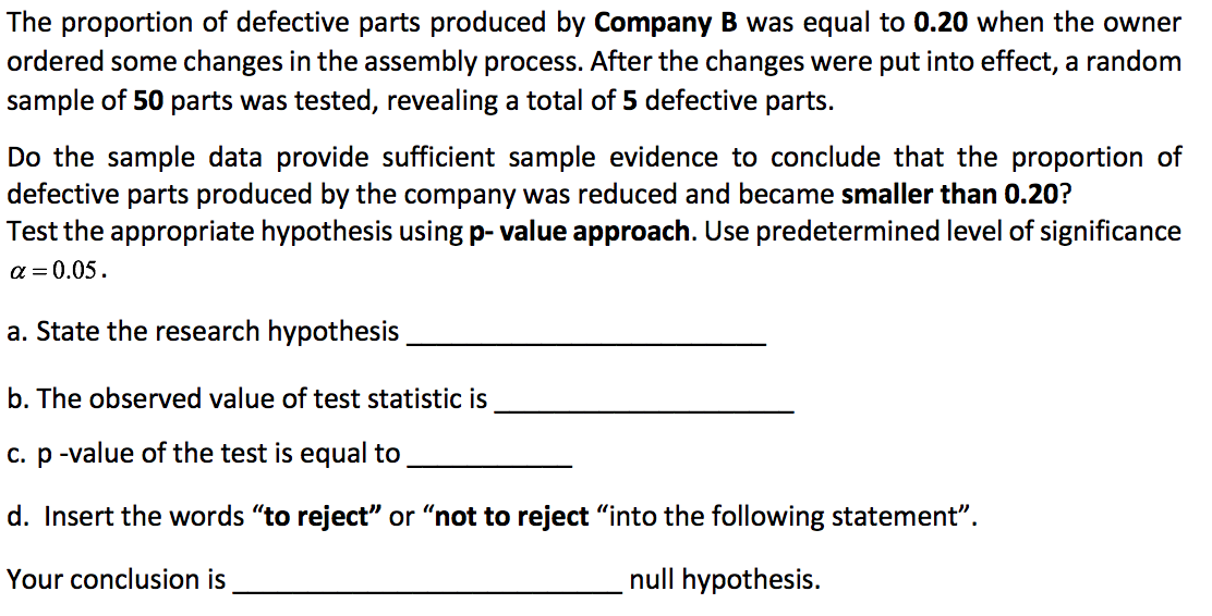 Solved The proportion of defective parts produced by Company | Chegg.com