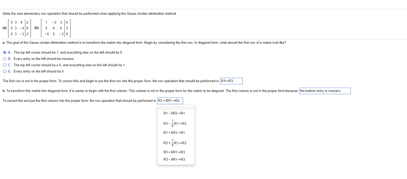 Solved State the next elementary row operation that should | Chegg.com