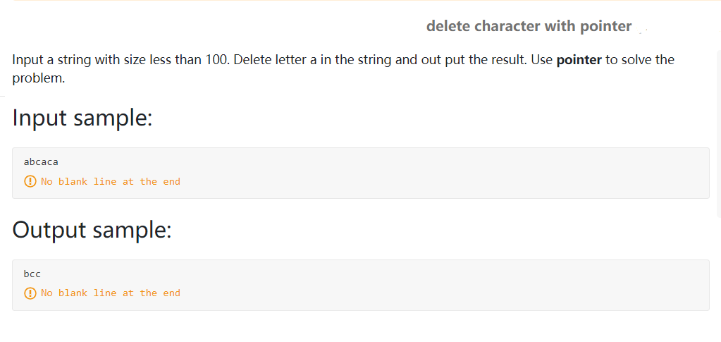 Solved delete character with pointer Input a string with | Chegg.com