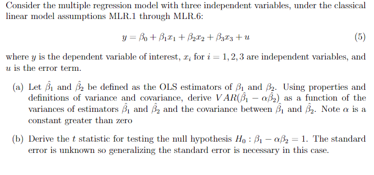 Solved Consider the multiple regression model with three | Chegg.com