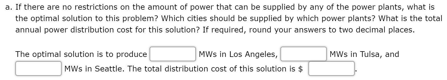 Solved Problem 10-07 (Algorithmic) Aggie Power Generation | Chegg.com