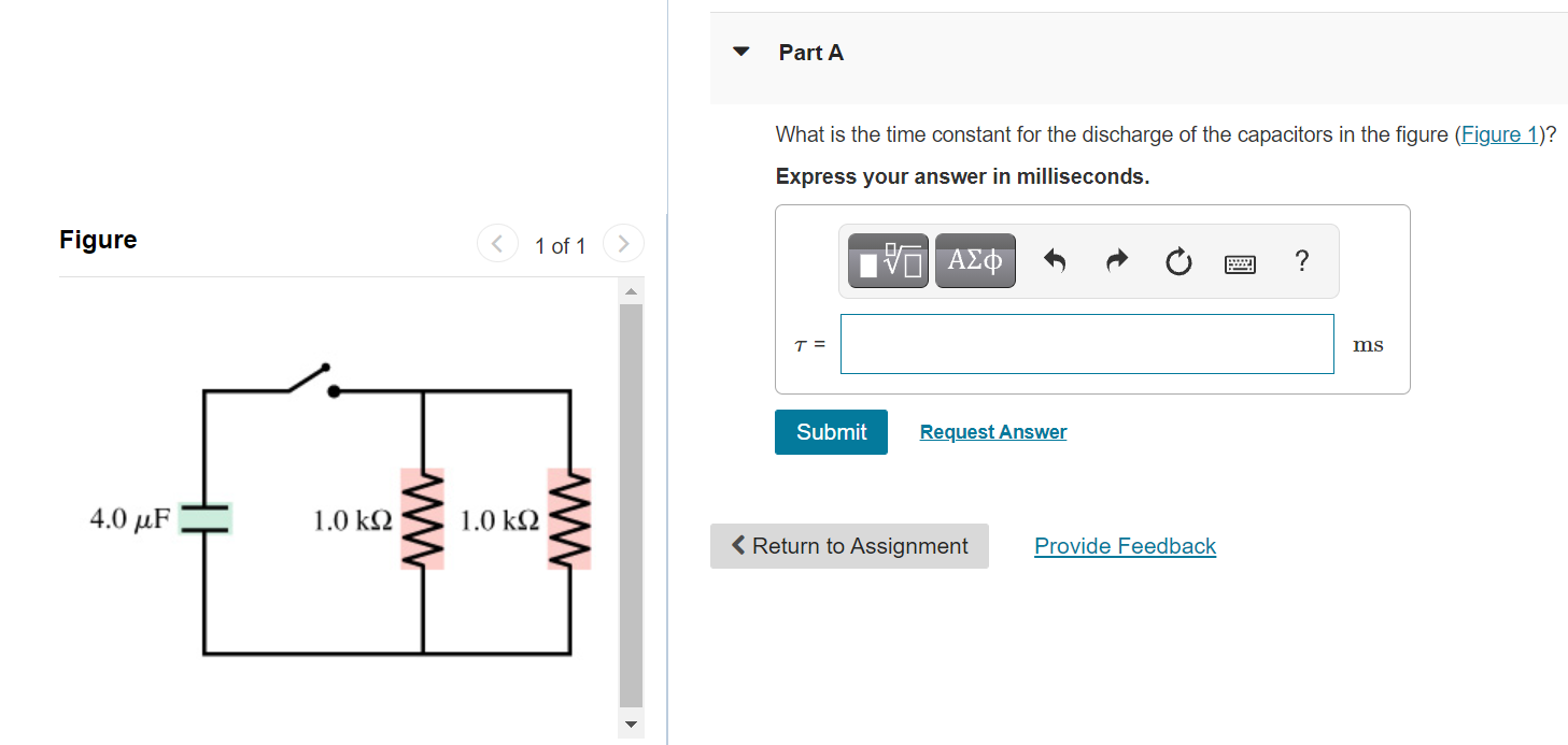 Solved Part A What is the time constant for the discharge of | Chegg.com