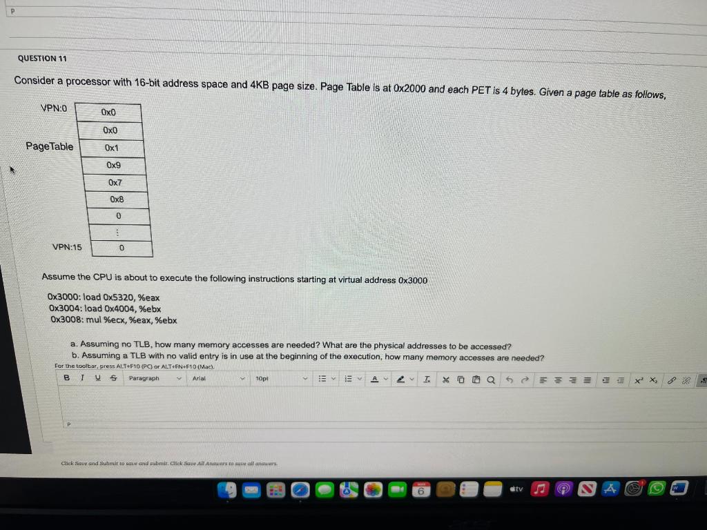 Solved QUESTION 11 Consider a processor with 16-bit address | Chegg.com