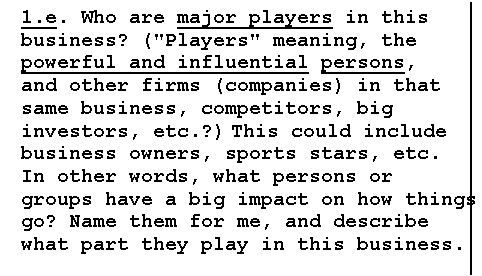 Solved 1.e. Who are major players in this business? | Chegg.com