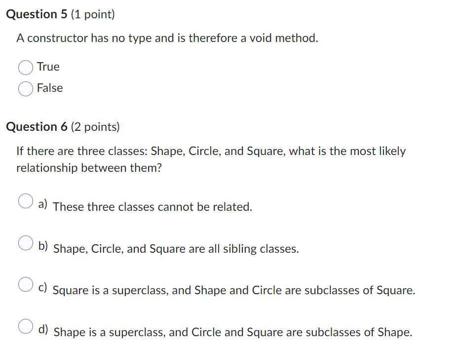 Solved A constructor has no type and is therefore a void | Chegg.com
