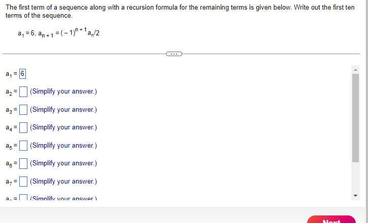 Solved The first term of a sequence along with a recursion | Chegg.com