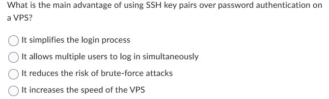 Solved What is the main advantage of using SSH key pairs | Chegg.com