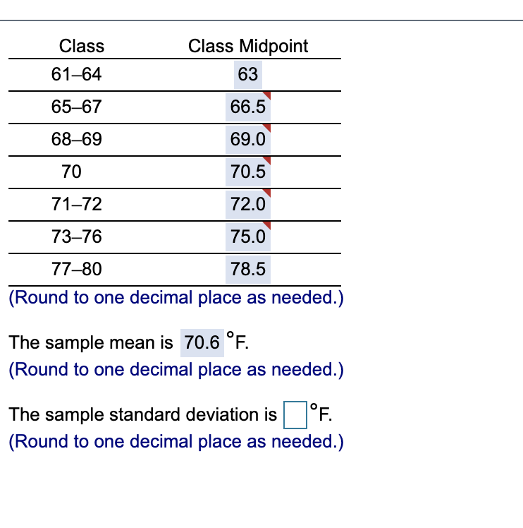 Solved Class 61-64 Class Midpoint 63 65-67 66.5 68-69 69.0 | Chegg.com