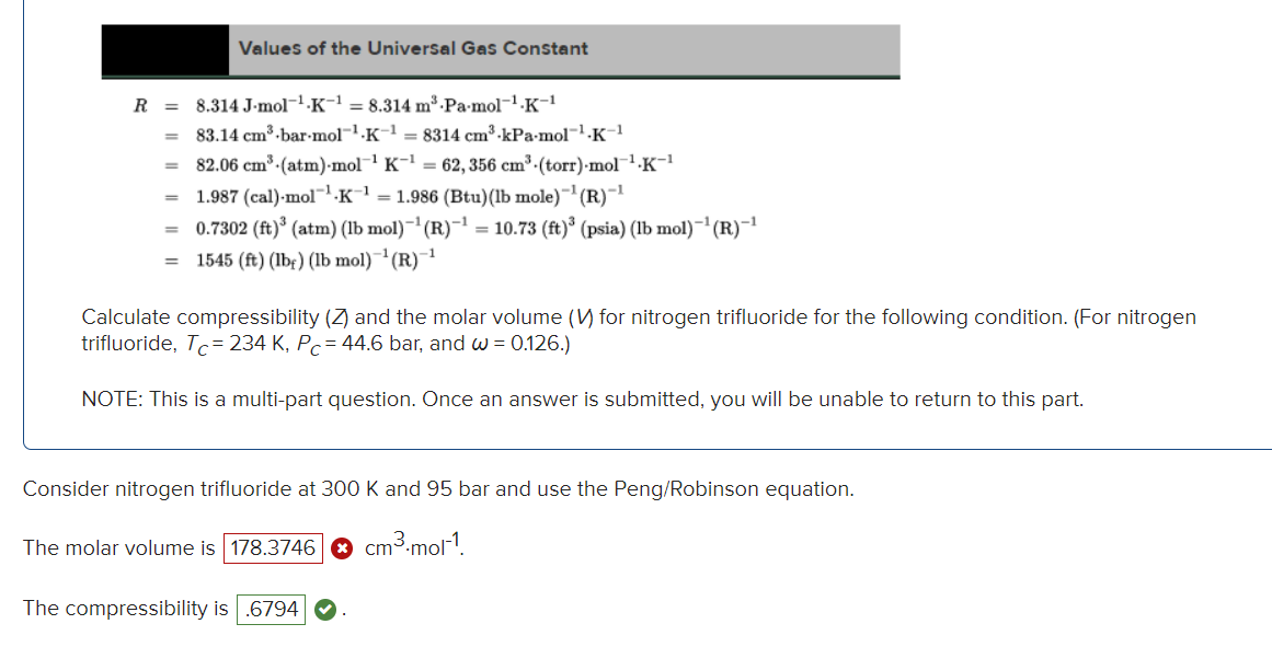 Solved Values of the Universal Gas Constant R = 8.314 | Chegg.com