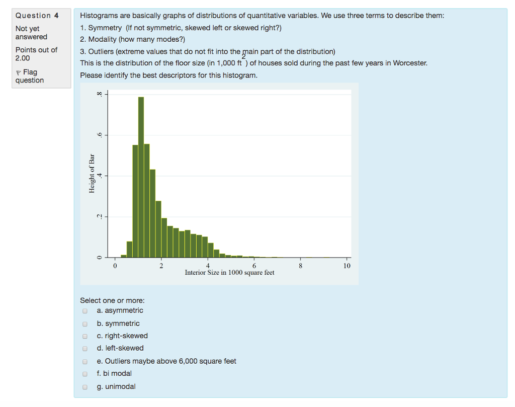 Solved Question 4 Histograms are basically graphs of | Chegg.com