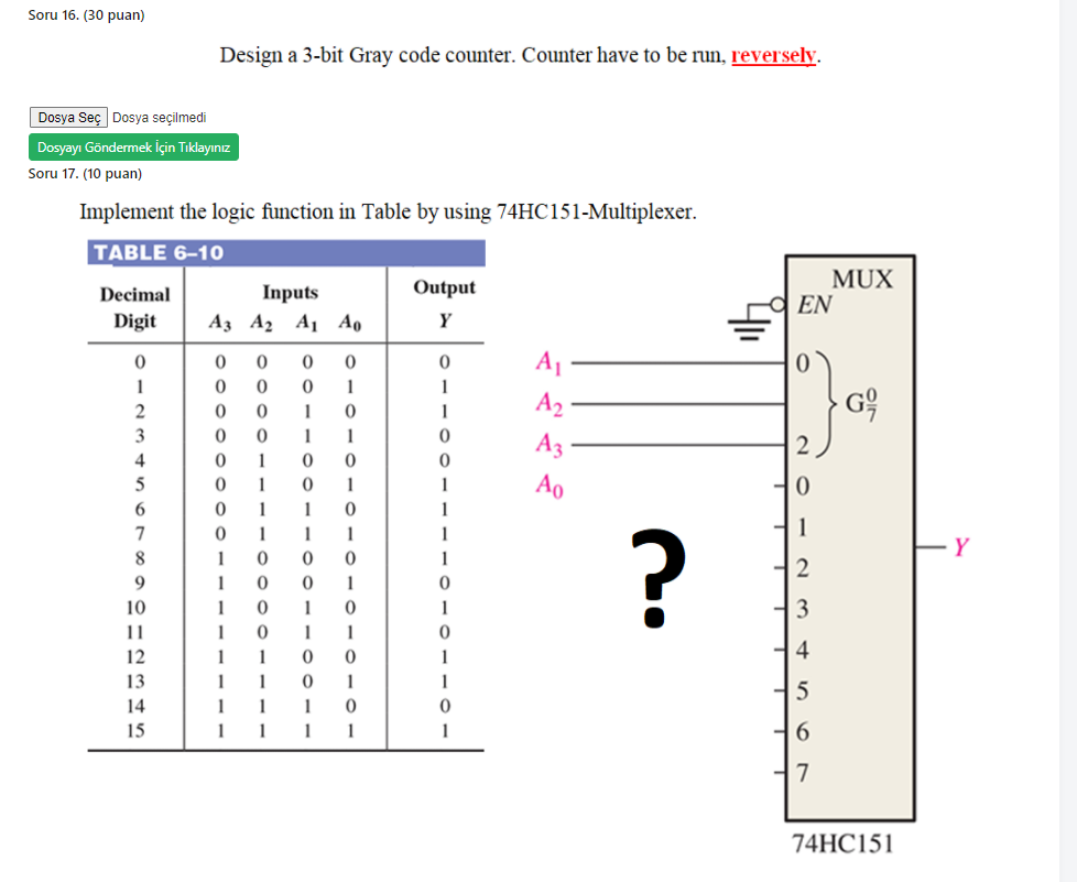 Solved Soru 16. (30 puan) Design a 3-bit Gray code counter. | Chegg.com
