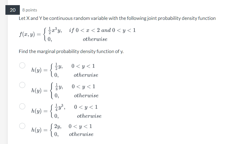 Solved 8 points Let X and Y be continuous random variable | Chegg.com