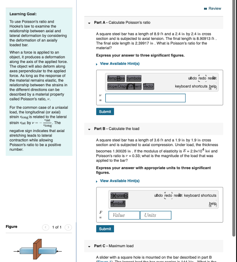 Solved Review Learning Goal: To use Poisson's ratio and Part | Chegg.com