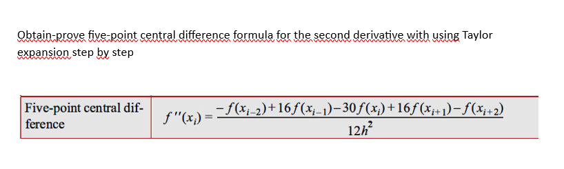 Solved Obtain-prove five-point central difference formula | Chegg.com