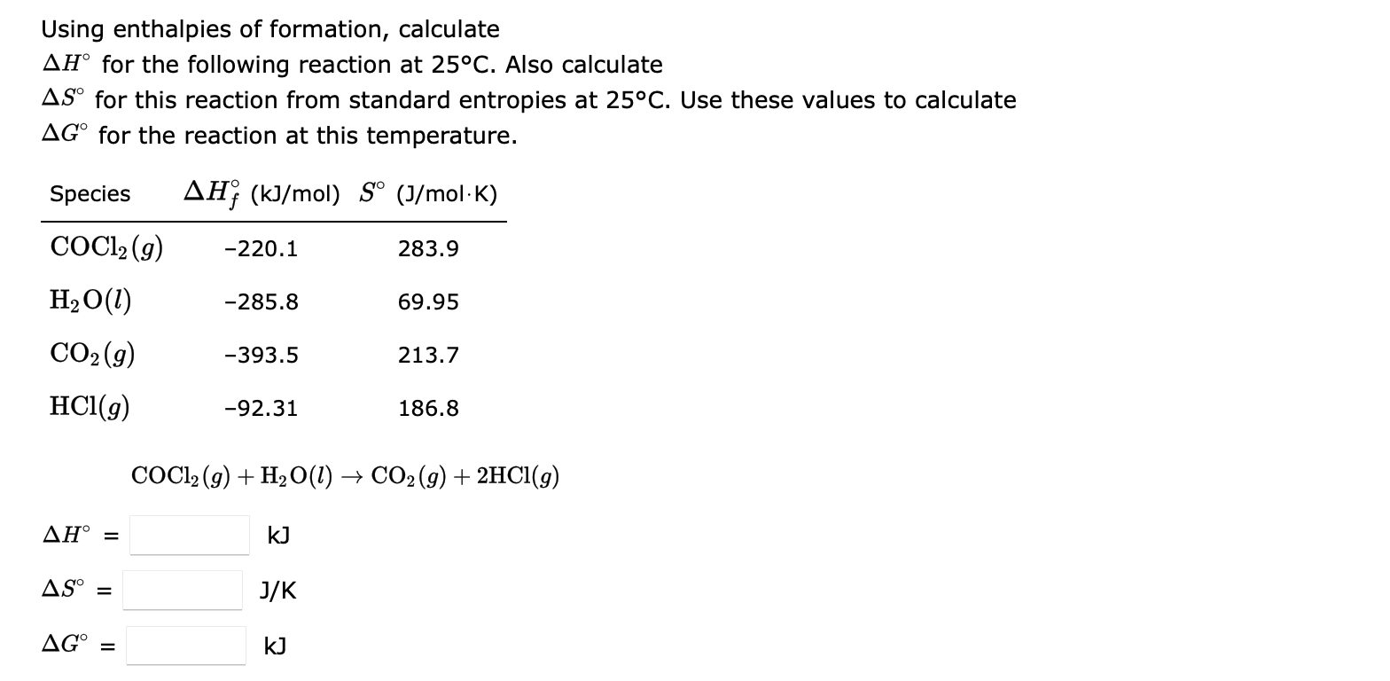 Solved Using enthalpies of formation, calculate ΔH∘ for the | Chegg.com