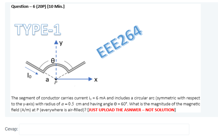 Solved The segment of conductor carries current I0=6 mA and | Chegg.com