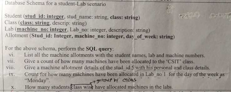 Solved Database Schema for a student-Lab scenario Student | Chegg.com