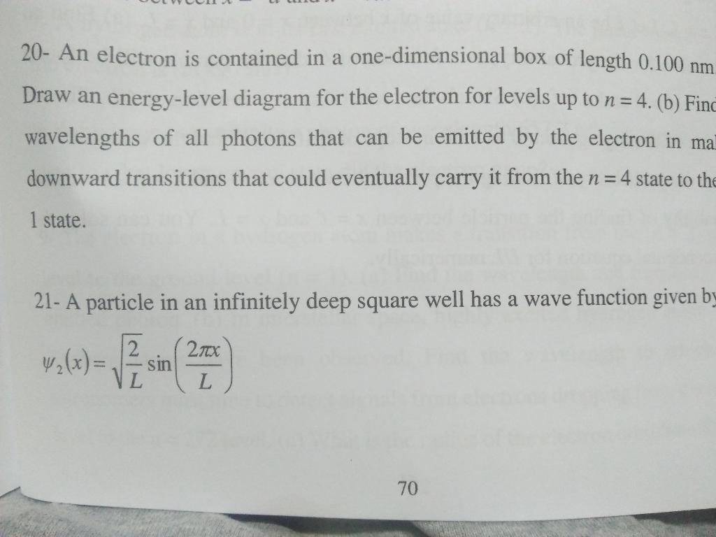 Solved 20- An electron is contained in a one-dimensional box | Chegg.com
