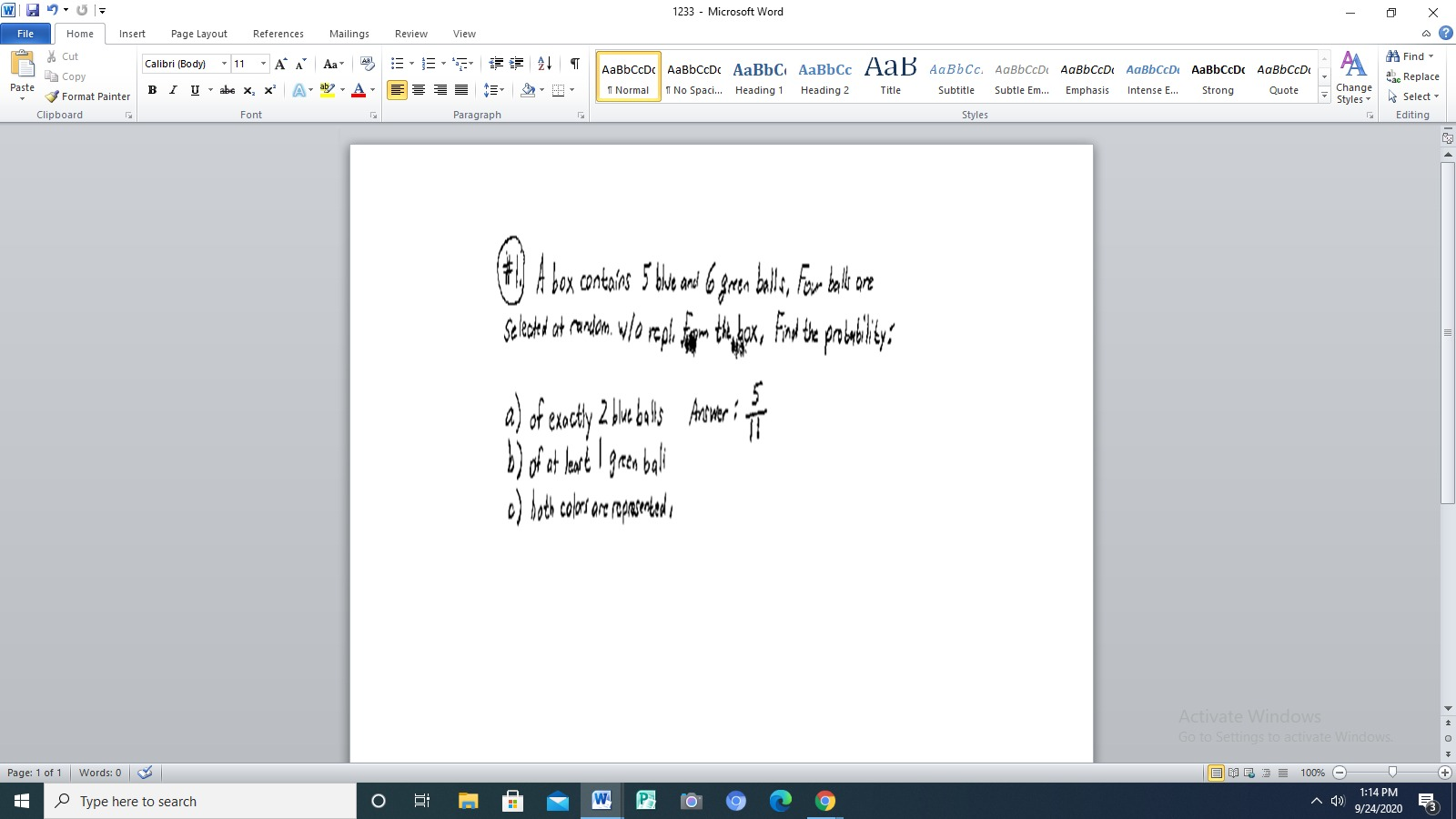 Solved W 20 1233 - Microsoft Word - File Home Insert Page | Chegg.com