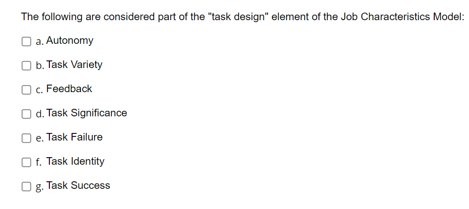 Solved The power of the three "task design" elements of the | Chegg.com