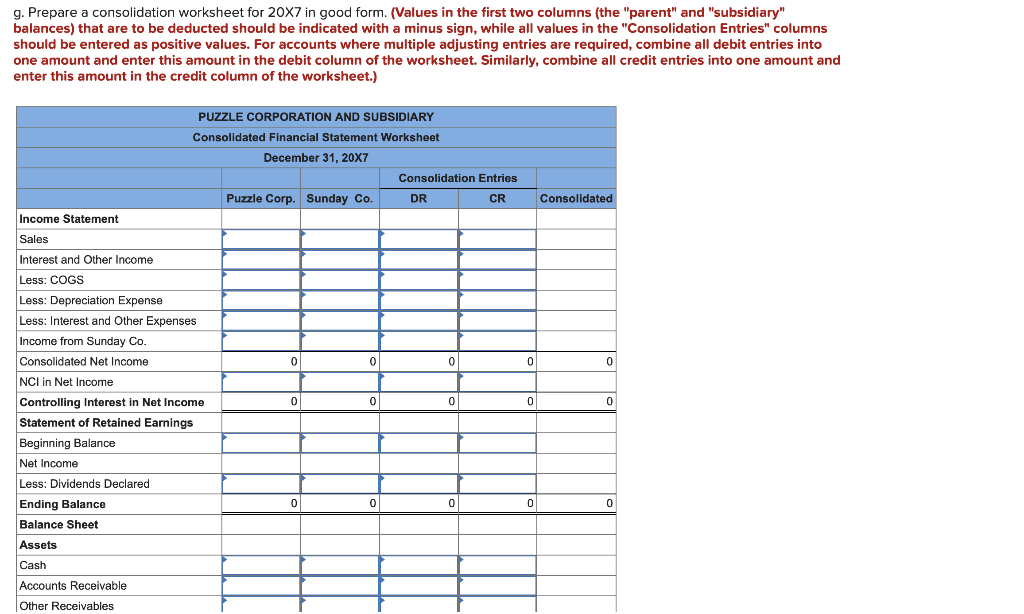 Solved Puzzle Corporation purchased 75 percent of Sunday | Chegg.com