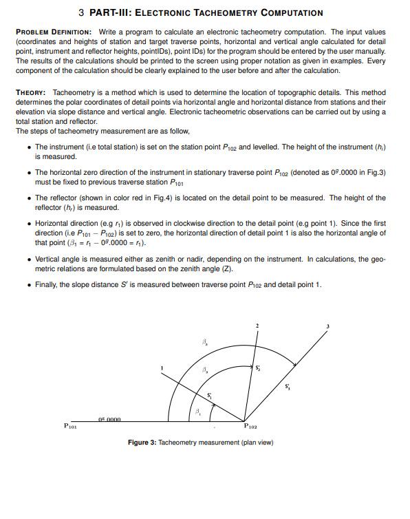 Solved 3 PART-III: ElECTRONIC TACHEOMETRY COMPUTATION | Chegg.com