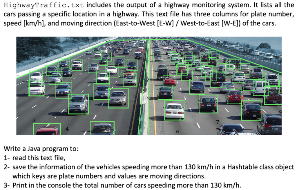 Solved HighwayTraffic. txt includes the output of a highway | Chegg.com