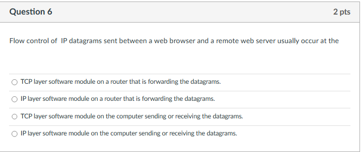 Solved Flow control of IP datagrams sent between a web | Chegg.com