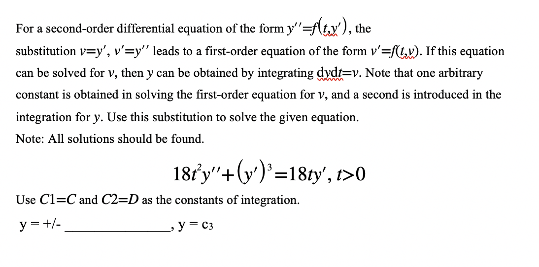 Solved For a second-order differential equation of the form | Chegg.com