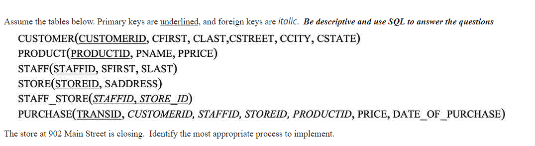 Solved Assume the tables below. Primary keys are underlined, | Chegg.com