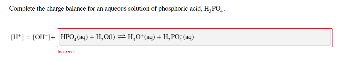 Solved Complete the charge balance for an aqueous solution | Chegg.com