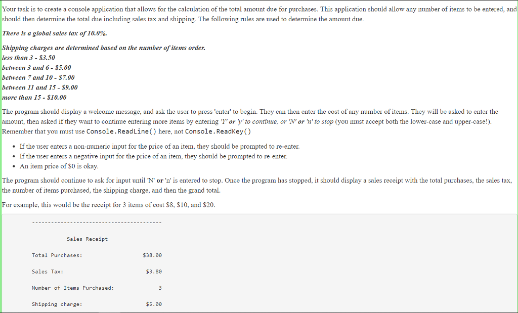 Solved Your task is to create a console application that | Chegg.com
