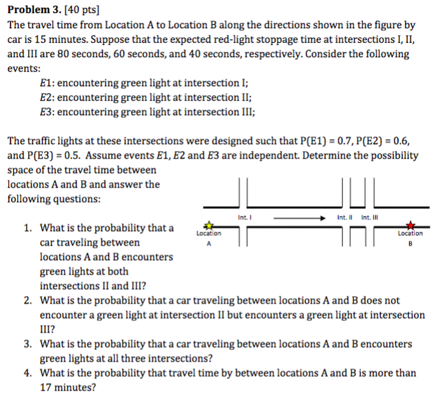 Solved Problem 3. [40 pts] The travel time from Location A | Chegg.com