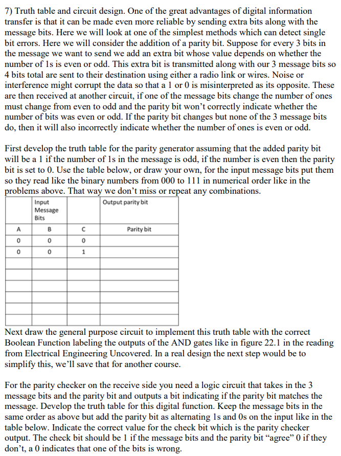 7) Truth table and circuit design. One of the great | Chegg.com