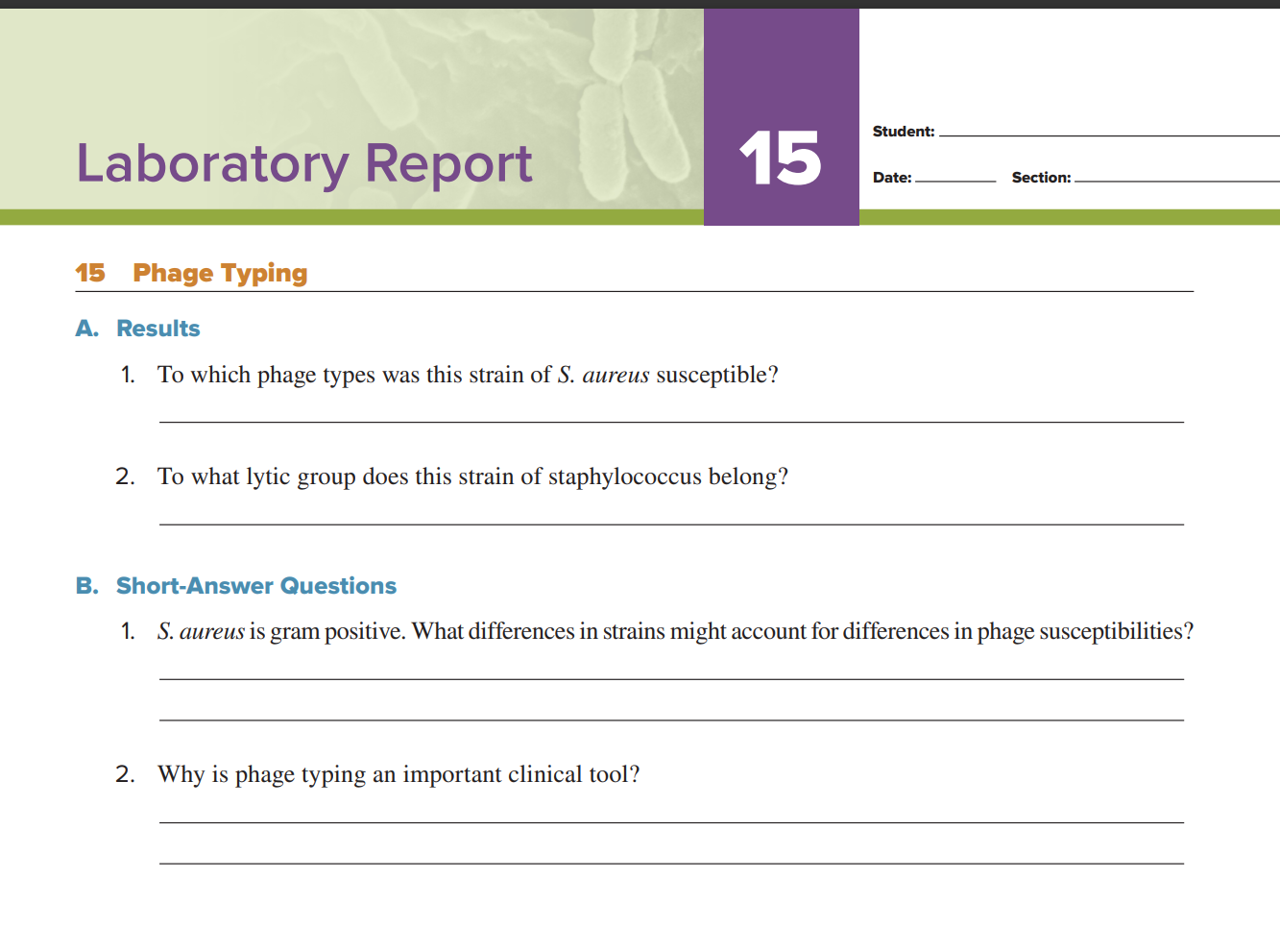Solved Laboratory Report 14 Student: Date: Section: 3. | Chegg.com