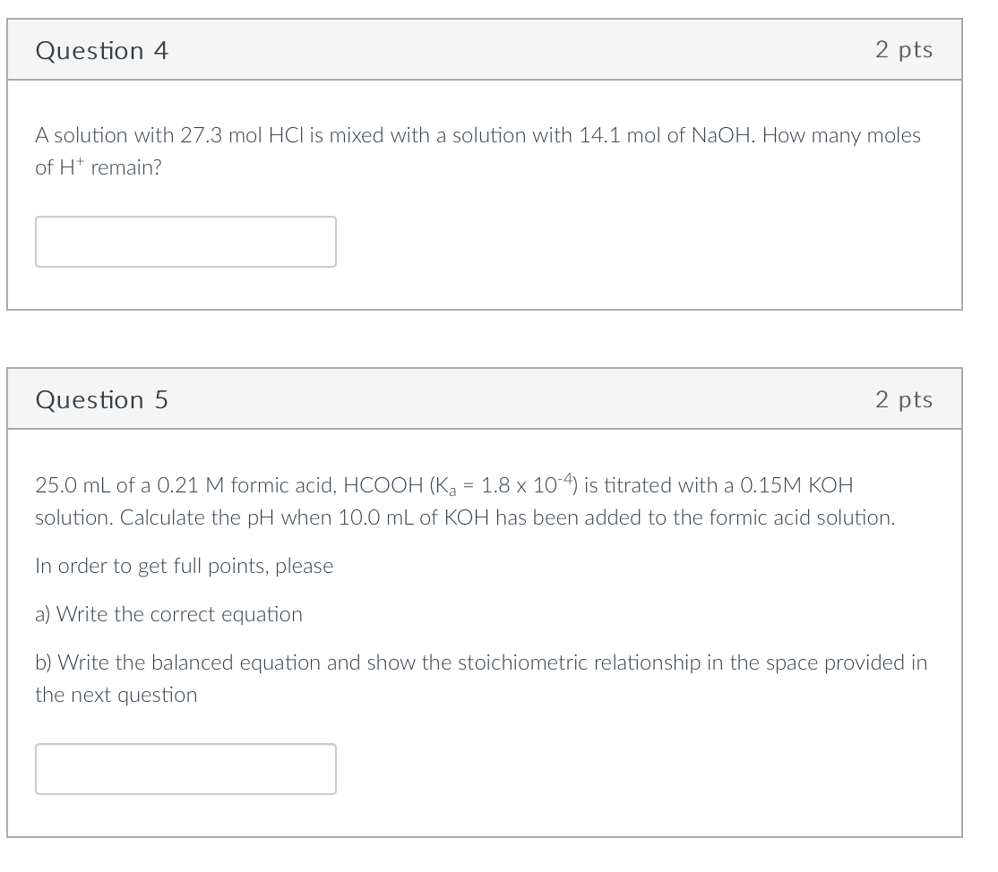 Solved A solution with 27.3 molHCl is mixed with a solution | Chegg.com