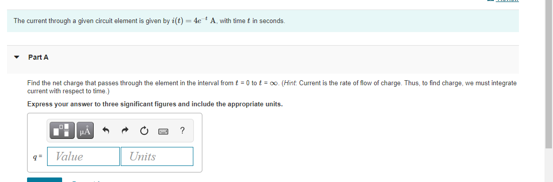 Solved The current through a given circuit element is given | Chegg.com