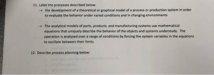 Solved 11. Label the processes described below: → the | Chegg.com