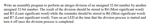 Solved Write an assembly program to perform an integer | Chegg.com