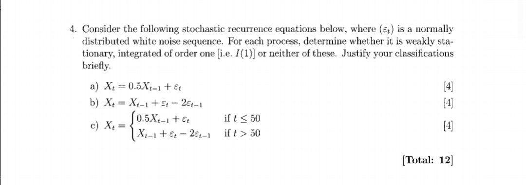 4. Consider the following stochastic recurrence | Chegg.com