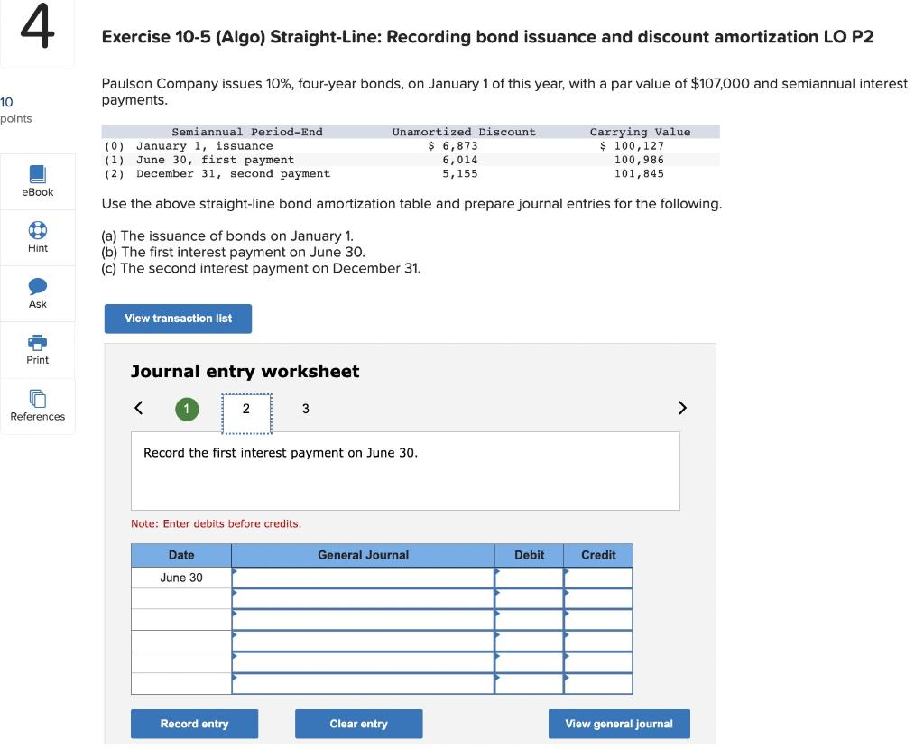 Ef Exercise 10-5 (Algo) Straight-Line: Recording bond | Chegg.com