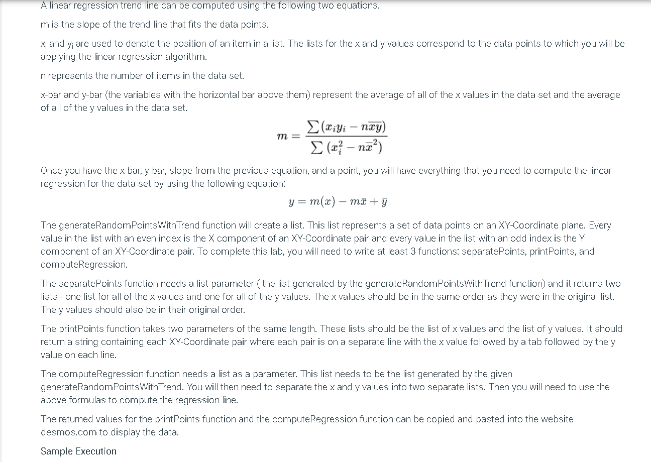 Solved 7.12 Linear Regression In statistics, linear | Chegg.com
